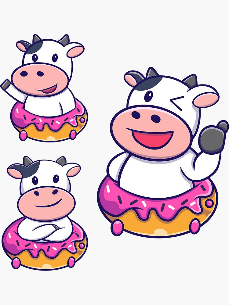 "Cute Cow Donut : Farm Animal Donuts " Sticker for Sale by ...