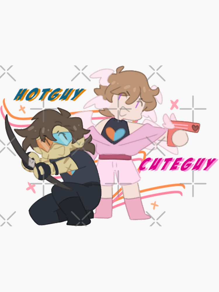 "Hotguy + Cuteguy" Sticker for Sale by zzzishu | Redbubble