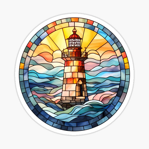 "Lighthouse Stained glass" Sticker for Sale by tropicaltee | Redbubble