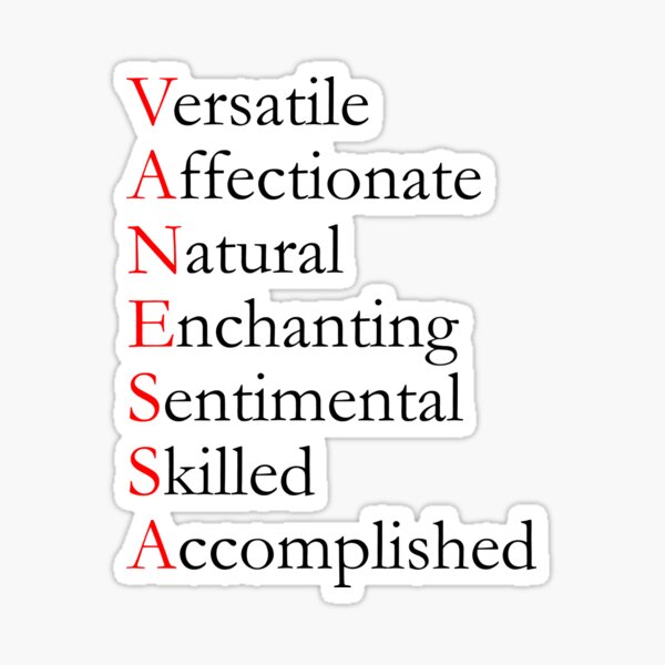 "Vanessa Name Personality Adjectives" Sticker for Sale by whats-in-a ...