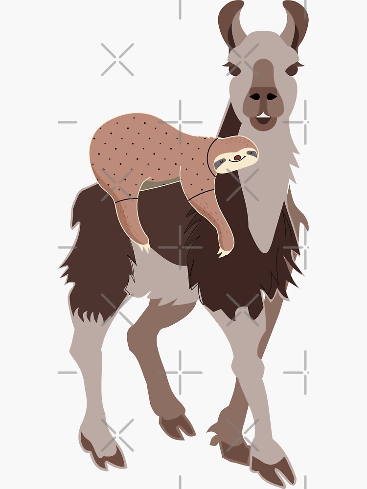 "Lazy Sloth Riding Llama" Sticker for Sale by MarOlv | Redbubble