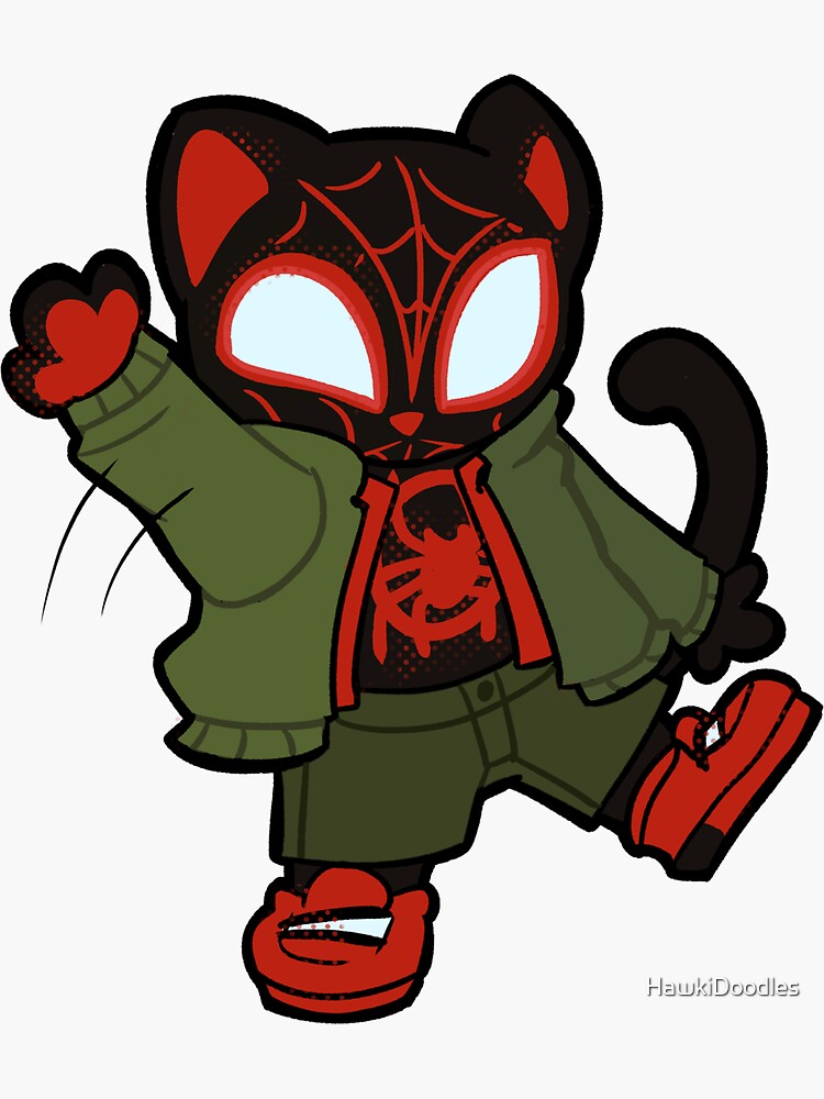 "Meows Morales Wave" Sticker for Sale by HawkiDoodles | Redbubble