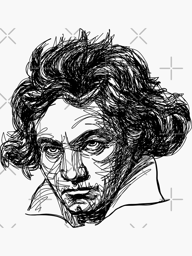"Ludwig Van Beethoven line drawing" Sticker for Sale by fortissimotees ...