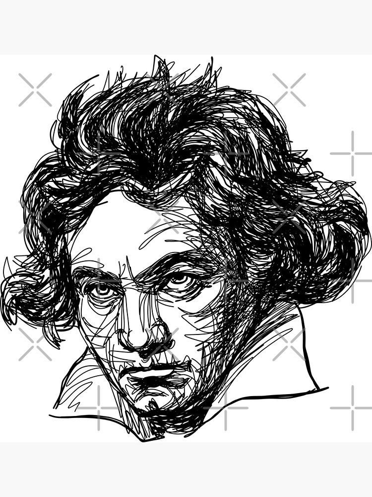 "Ludwig Van Beethoven line drawing" Poster by fortissimotees | Redbubble
