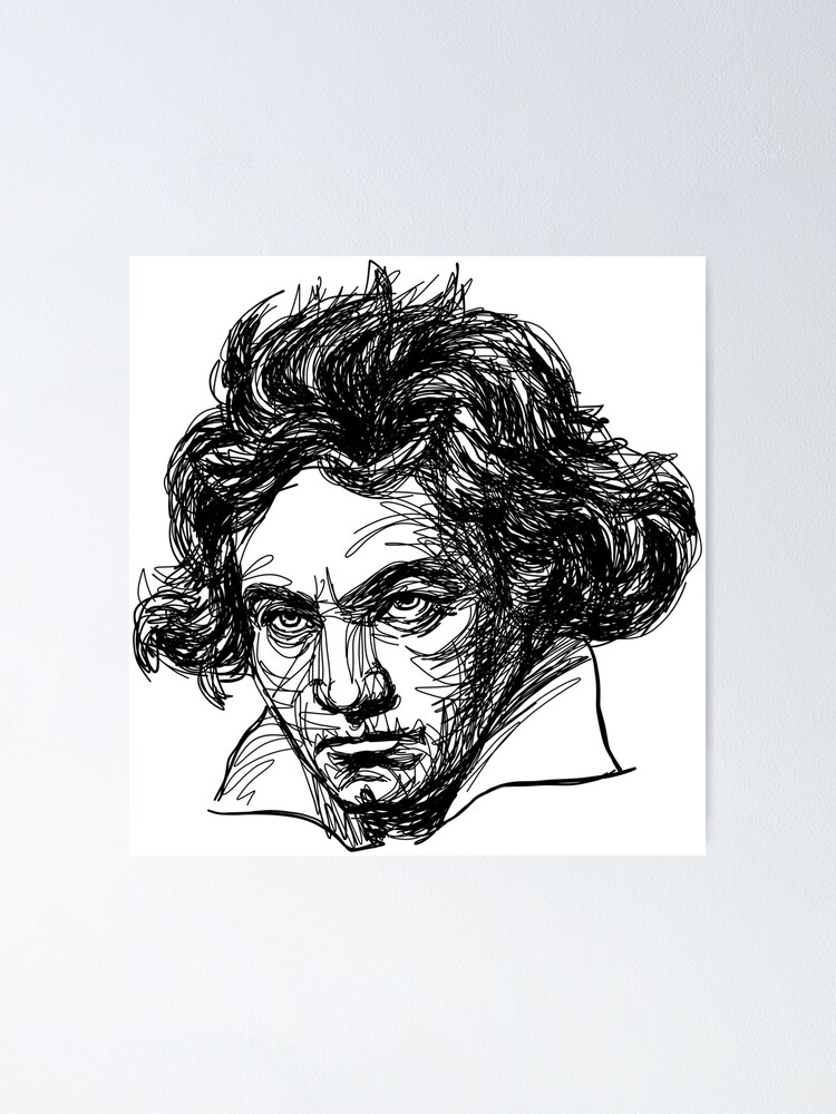 "Ludwig Van Beethoven line drawing" Poster by fortissimotees | Redbubble