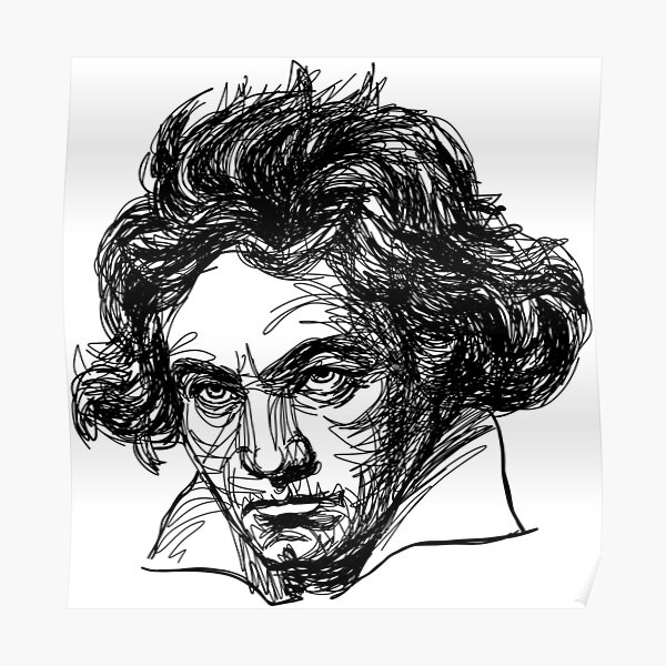 "Ludwig Van Beethoven line drawing" Poster by fortissimotees | Redbubble