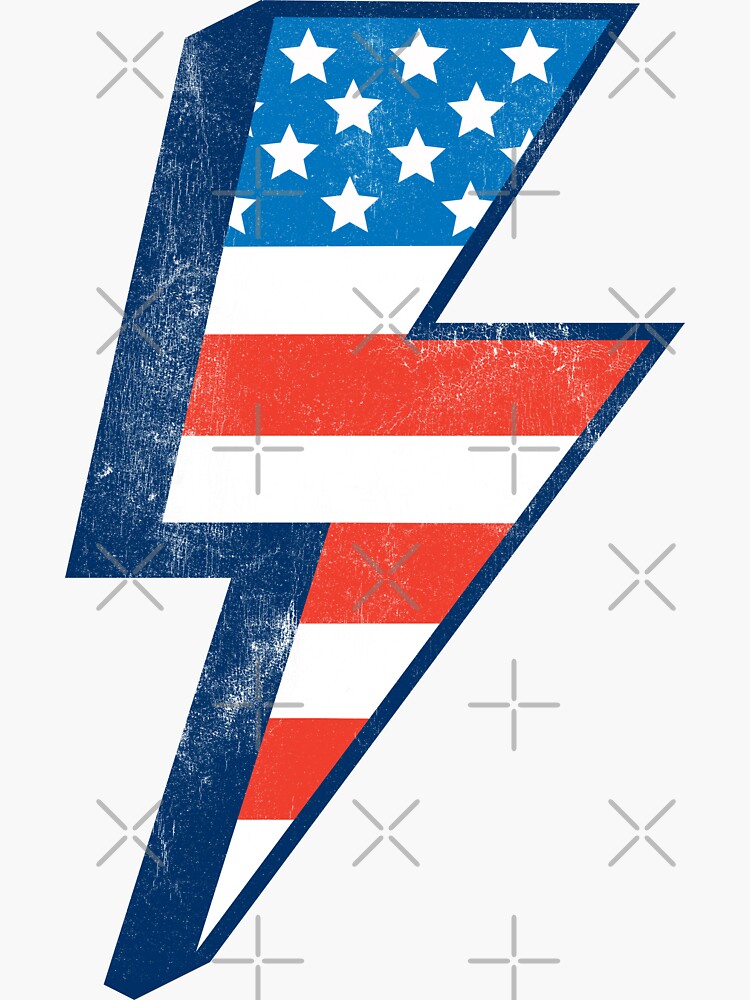 "Retro US Flag Vintage Lightning Bolt" Sticker for Sale by DetourShirts ...
