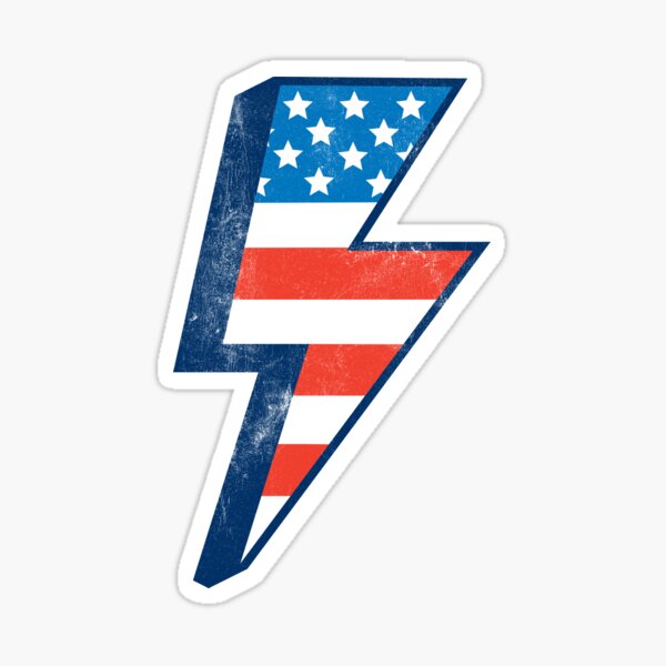 "Retro US Flag Vintage Lightning Bolt" Sticker for Sale by DetourShirts ...