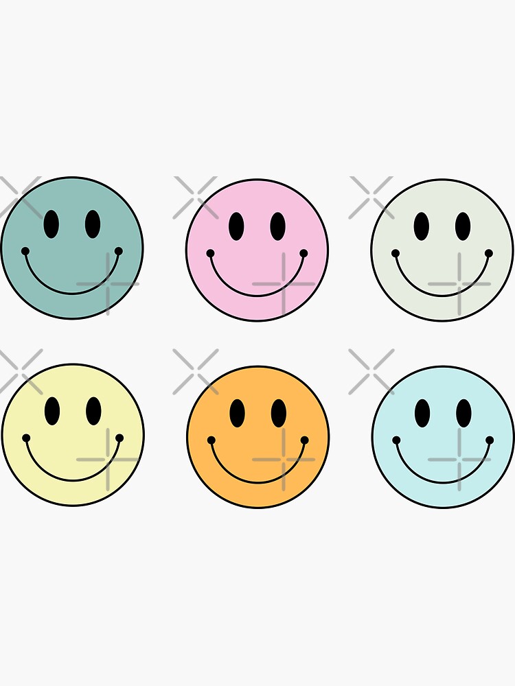 "Pastel Colors Smiley Face Happy Funky Groovy Sticker Pack " Sticker ...