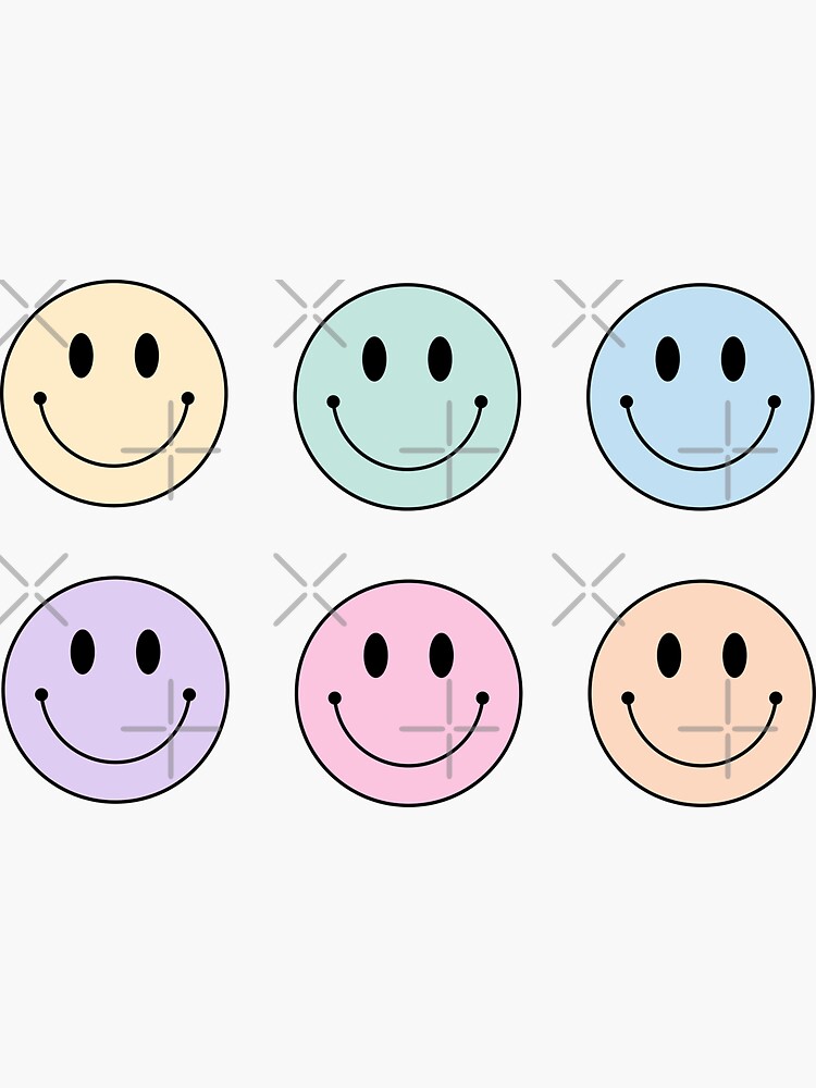 "Pastel Colors Smiley Face Happy Funky Groovy Sticker Pack " Sticker ...