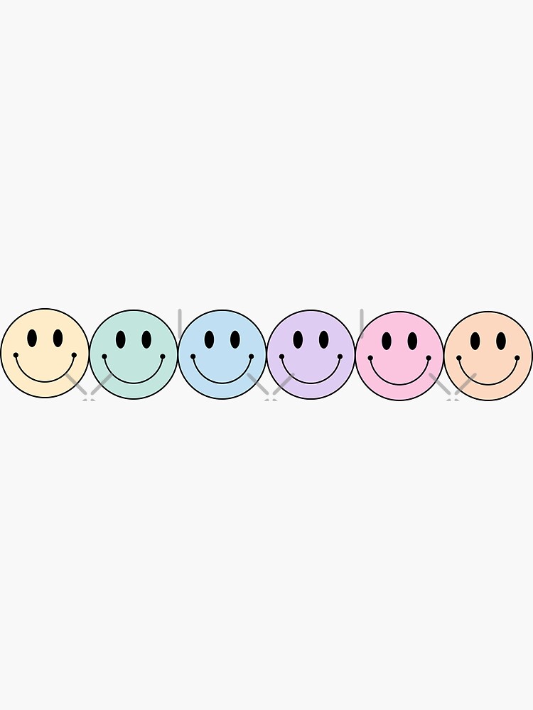 "Pastel Colors Smiley Face Happy Funky Groovy " Sticker for Sale by ...