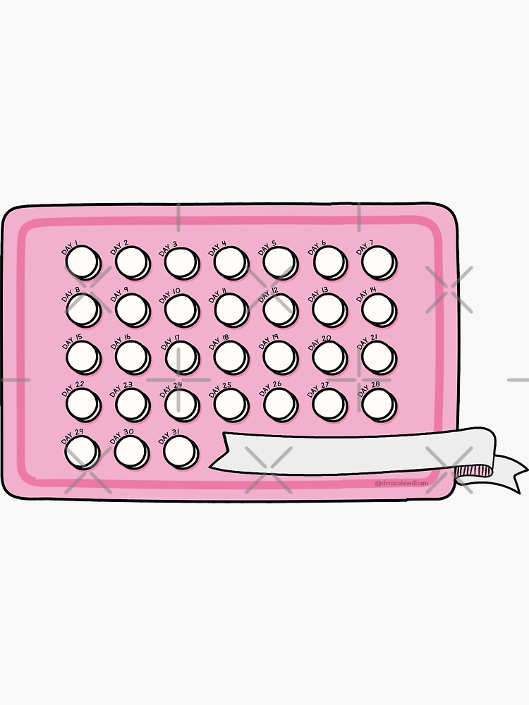 "Monthly Medication Habit Tracker Sticker Birth Control" Sticker for ...