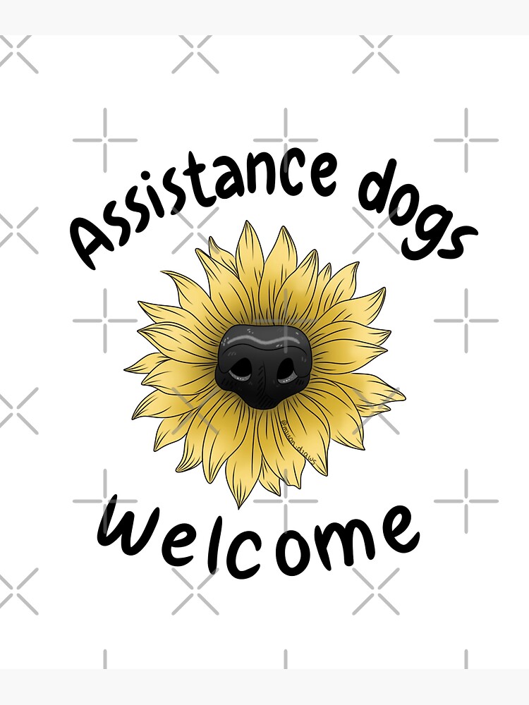 "Assistance Dogs Welcome Sunflower " Sticker for Sale by mrixondraws ...