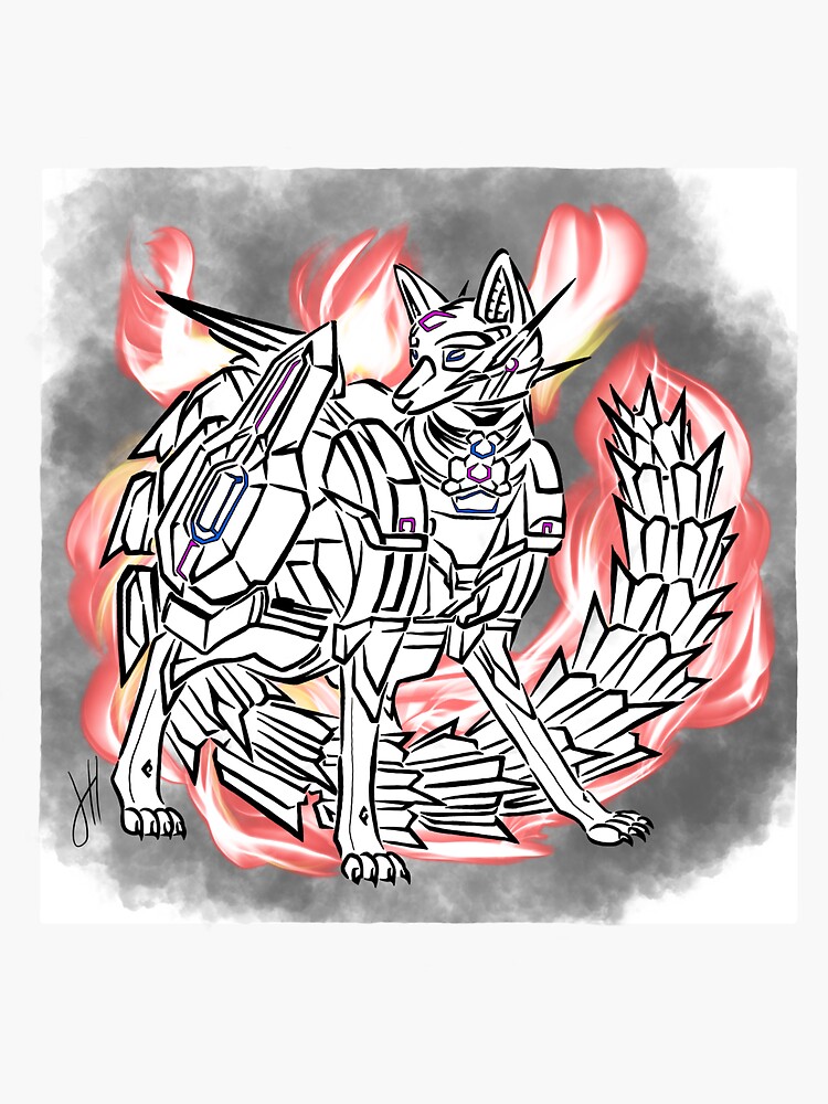 "Mech fire fox" Sticker for Sale by BlueLunarArt | Redbubble