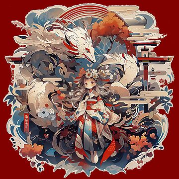"Anime Girl and Dragon of Tokyo style of Japanese-inspired motif ...