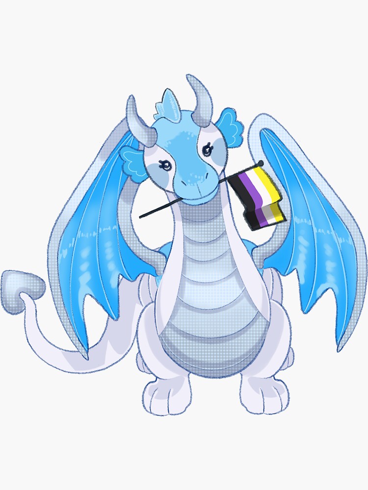 "Non-Binary Pride Webkinz Ice Dragon" Sticker for Sale by CloverItsy | Redbubble
