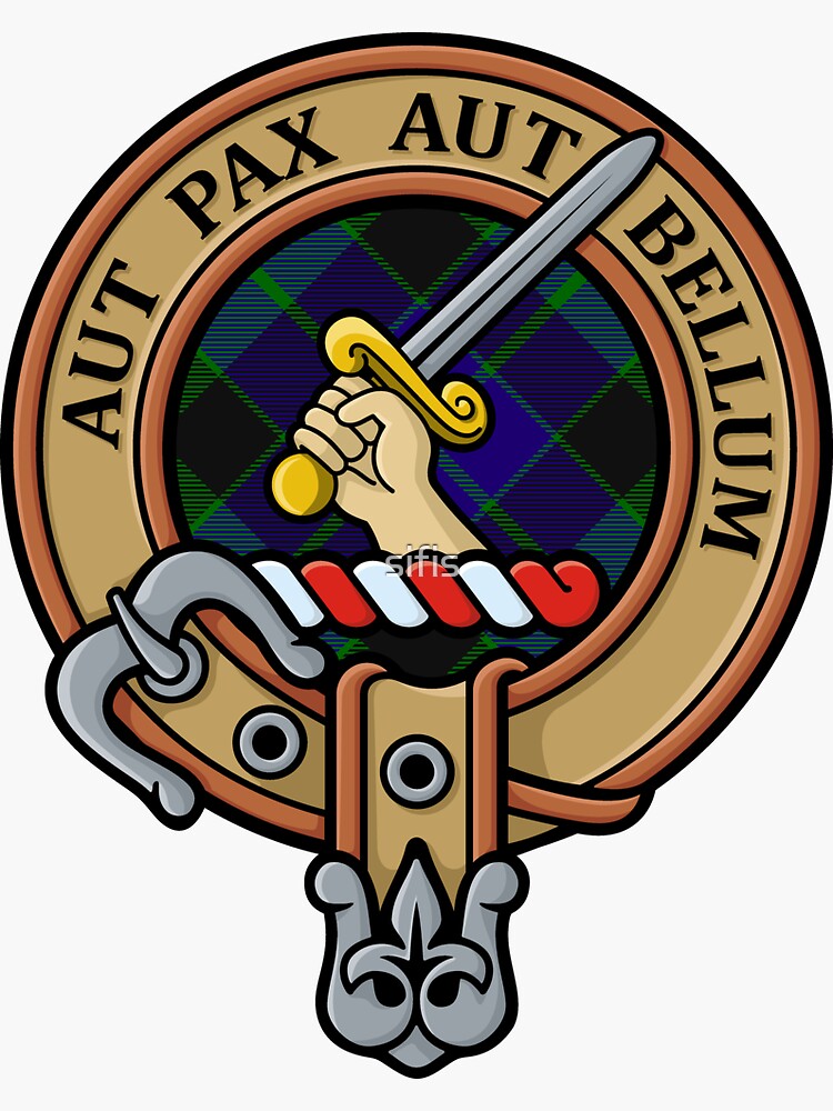 "Clan Gunn Crest over Tartan" Sticker for Sale by sifis | Redbubble