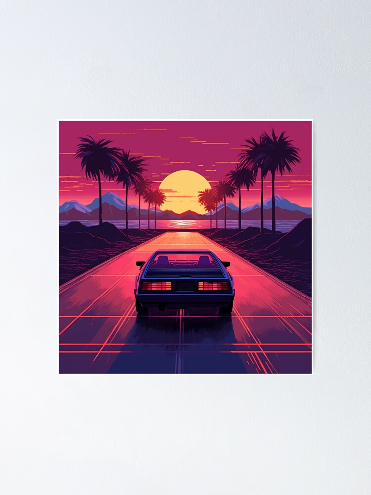 "Synthwave Sunset Drive " Poster for Sale by robertgoebel | Redbubble
