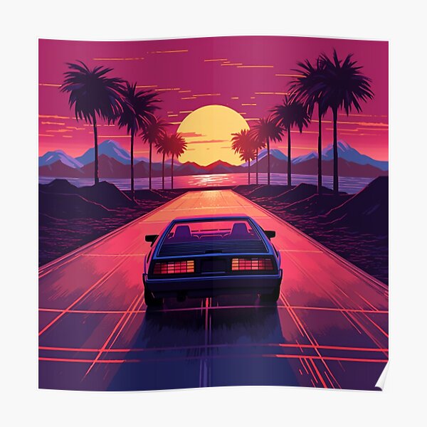 "Synthwave Sunset Drive " Poster for Sale by robertgoebel | Redbubble