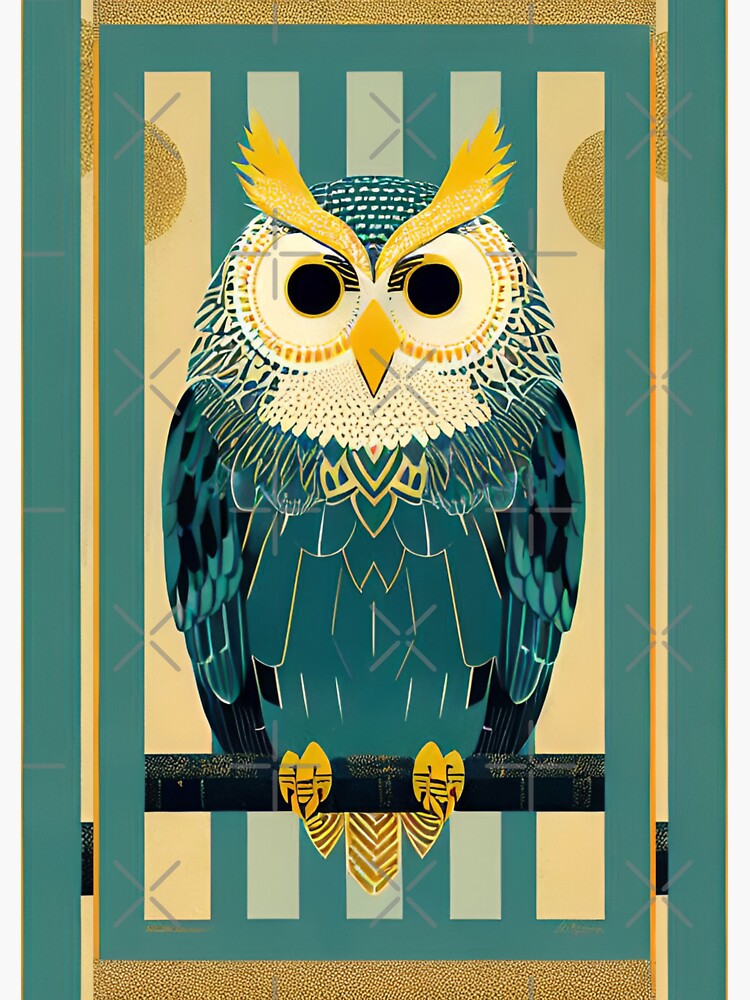 "TEAL AND GOLD OWL BY CALLISC ARTS" Sticker for Sale by CallisC-Arts ...