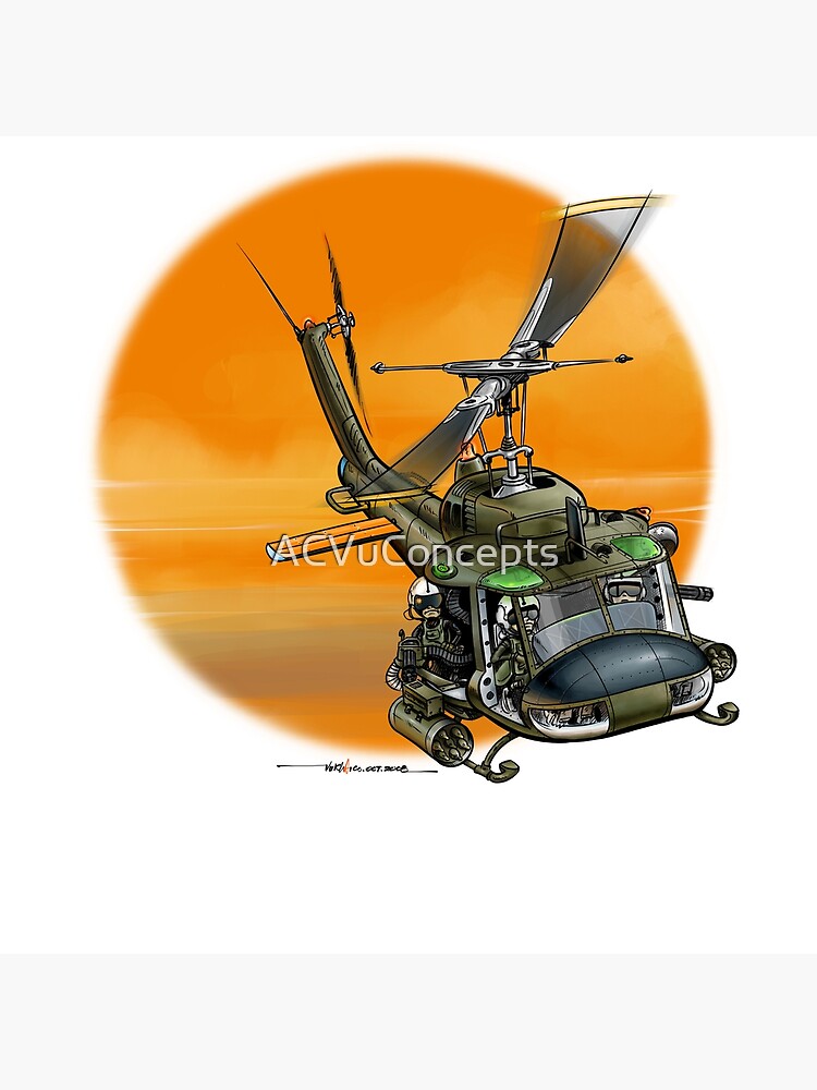"Huey UH-1 Cartoon " Poster for Sale by ACVuConcepts | Redbubble