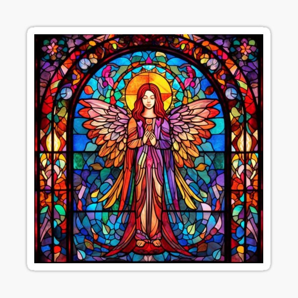 "Stained Glass Angel Pattern" Sticker for Sale by Desfix | Redbubble