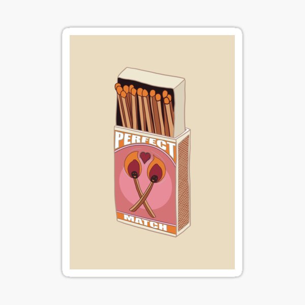 "Perfect Match Vintage Matchbox" Sticker for Sale by Apescribbles ...