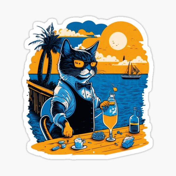 "Bartender Cat - Capri Color - Gifts and Merch for Bartenders" Sticker ...