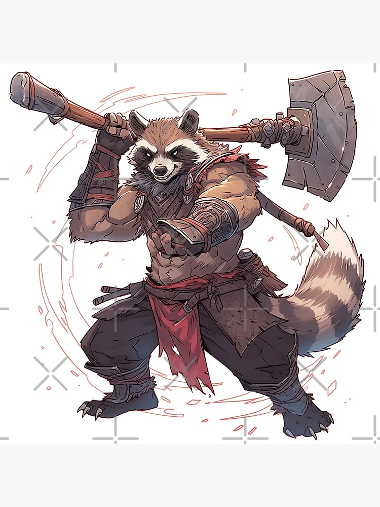 "Barbarian Raccoon " Art Print for Sale by GeekLaundry | Redbubble