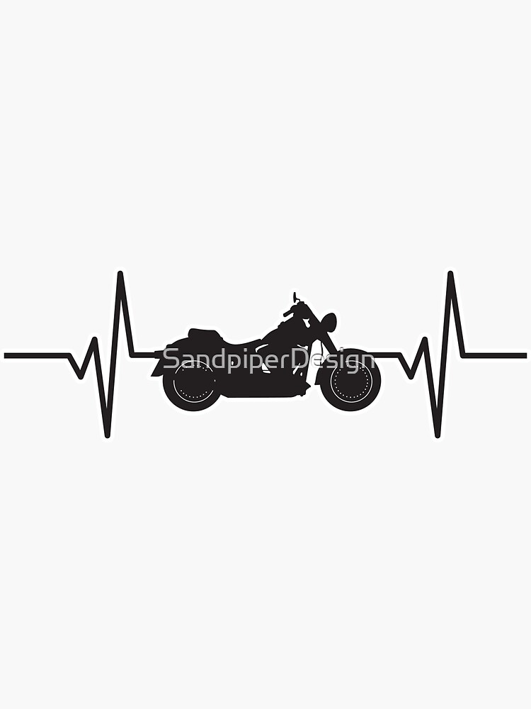 Pegatina «Latido del corazón / pulso - silueta de la motocicleta» de ...