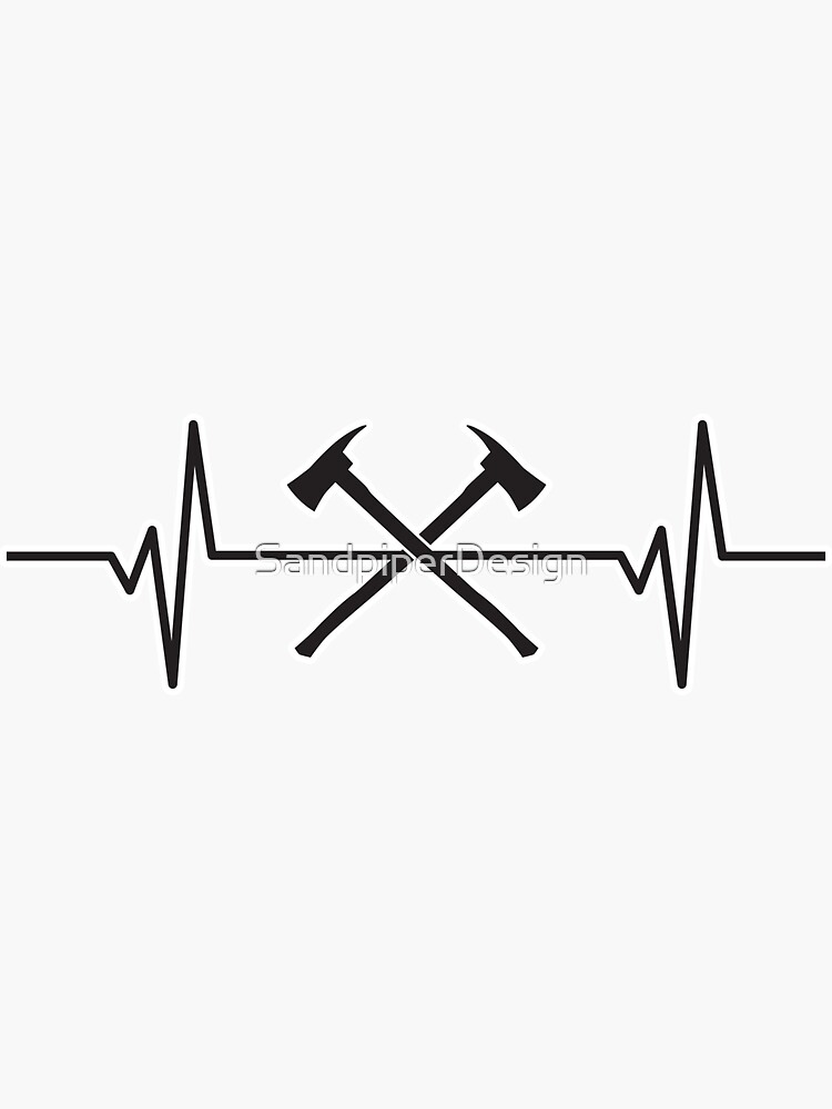 "Heartbeat / Pulse - Fireman / Firefighter Axes" Sticker for Sale by ...
