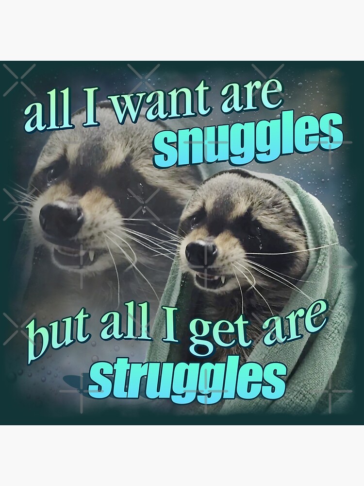 "All I want are snuggles but all I get are struggles raccoon word art ...