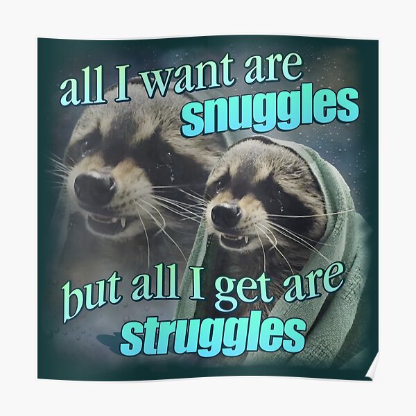 "All I want are snuggles but all I get are struggles raccoon word art ...