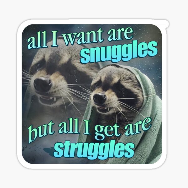 "All I want are snuggles but all I get are struggles raccoon word art ...