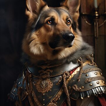 "Majestic Guardian: German Shepherd in Medieval Armor!" Sticker for ...