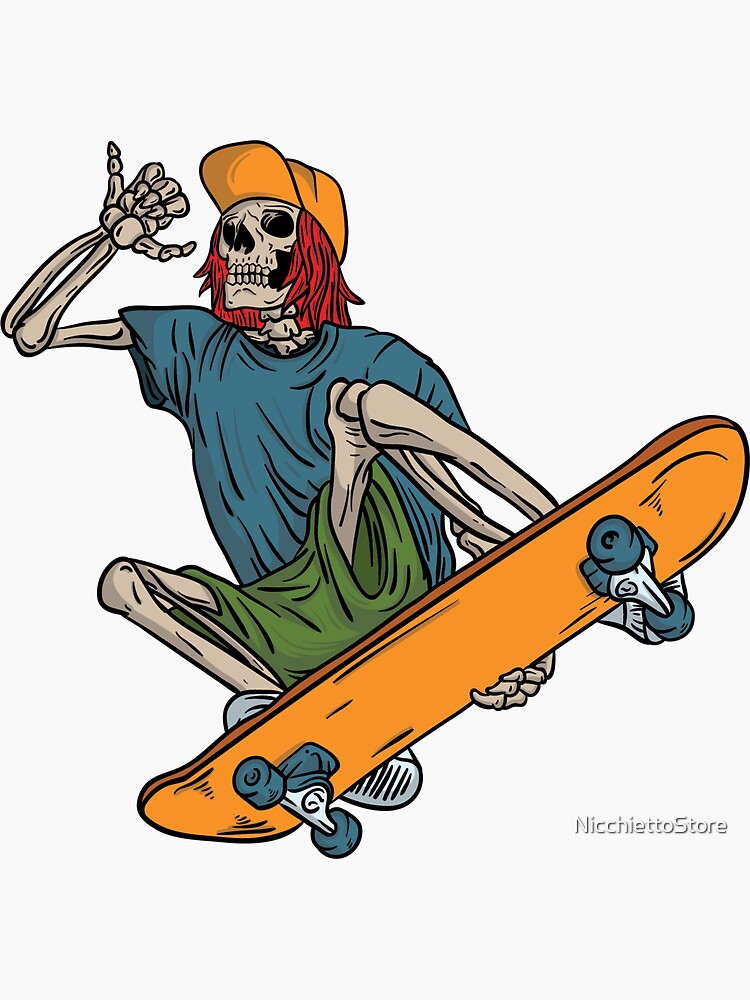 "Skeleton Skate" Sticker for Sale by NicchiettoStore | Redbubble