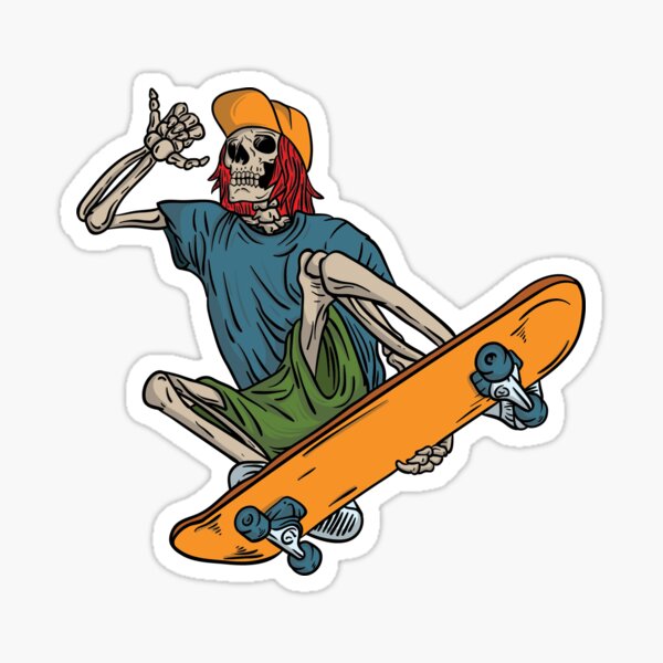 "Skeleton Skate" Sticker for Sale by NicchiettoStore | Redbubble