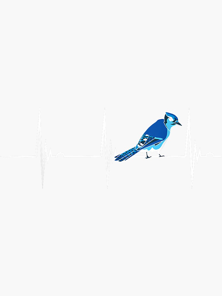 "Blue Jay Bird Heartbeat EKG Pulse Stellers Jay Birder " Sticker for ...