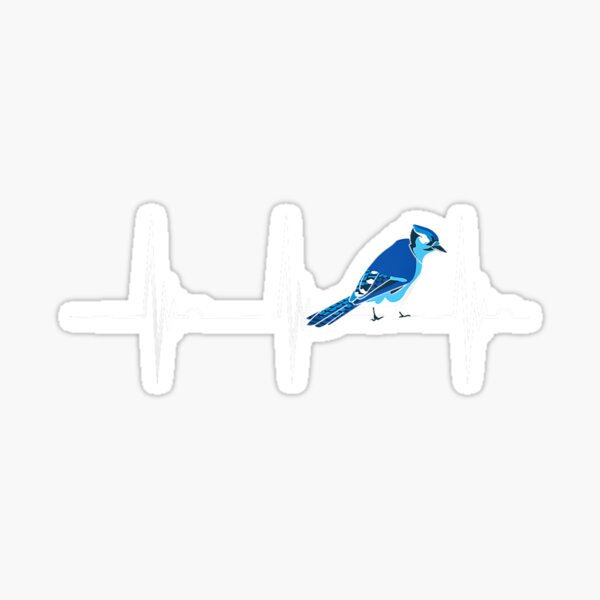 "Blue Jay Bird Heartbeat EKG Pulse Stellers Jay Birder " Sticker for ...