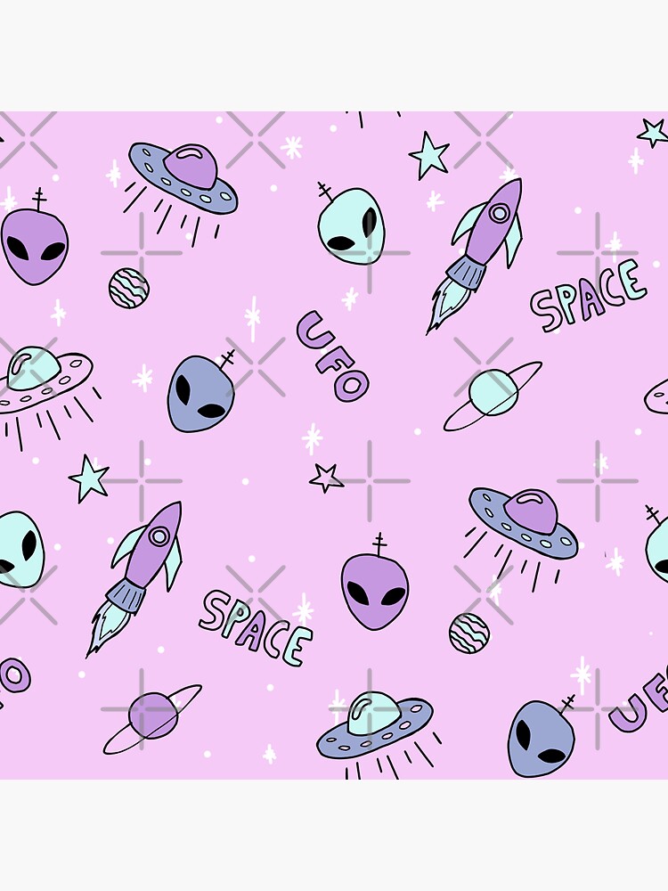 "pastel space aliens pink cute UFO" Sticker for Sale by Pastelgothcrazy ...