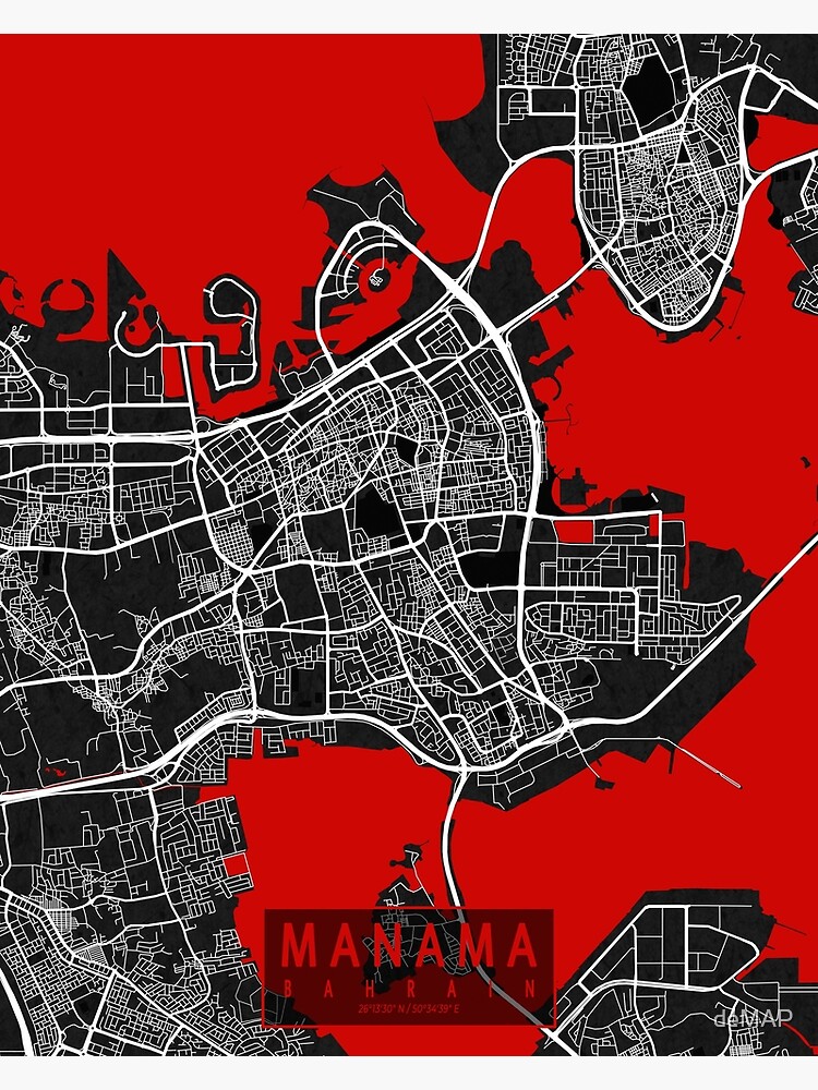 "Manama City Map of Bahrain - Oriental" Poster for Sale by deMAP ...