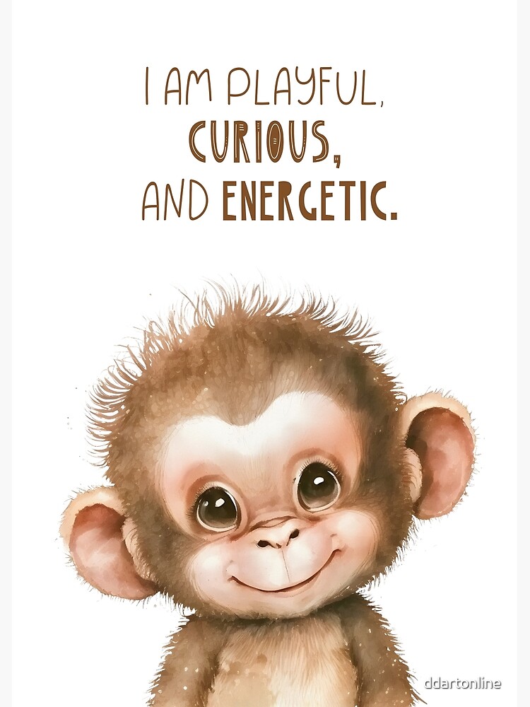 "Baby Monkey Print, Nursery art, Kids room, Animal art, Wall decor ...