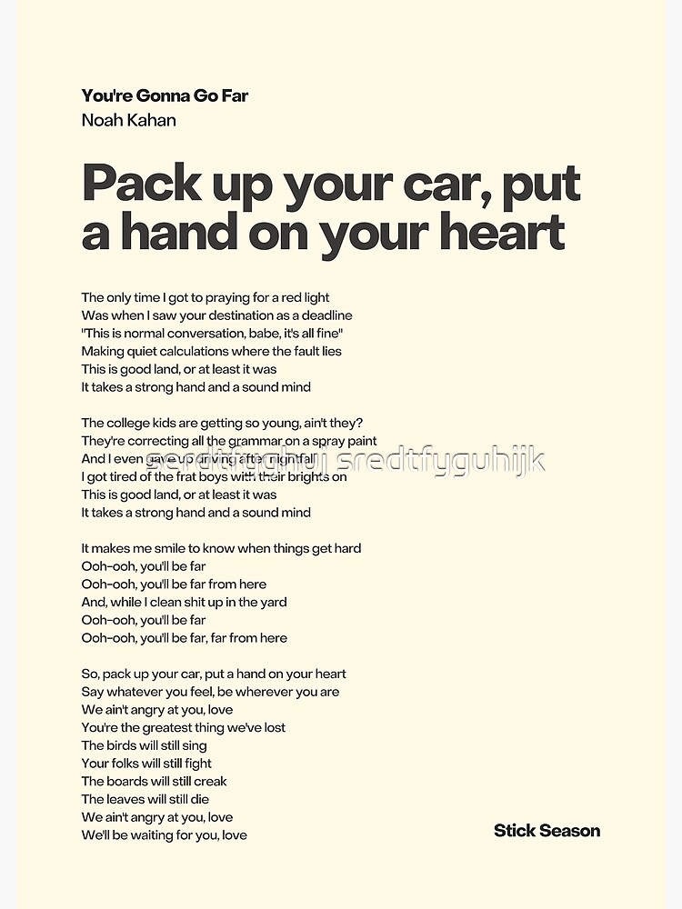Youre Gonna Go Far Noah Kahan Lyrics on Sale | smarys.org