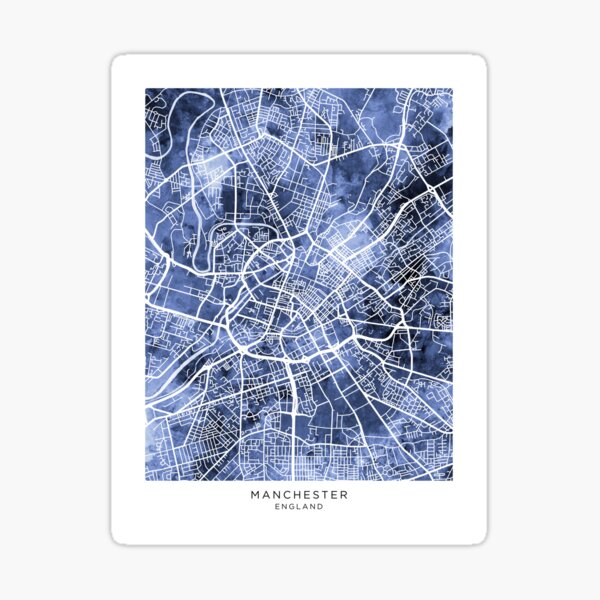 "Manchester England City Map" Sticker for Sale by MICHAEL TOMPSETT ...