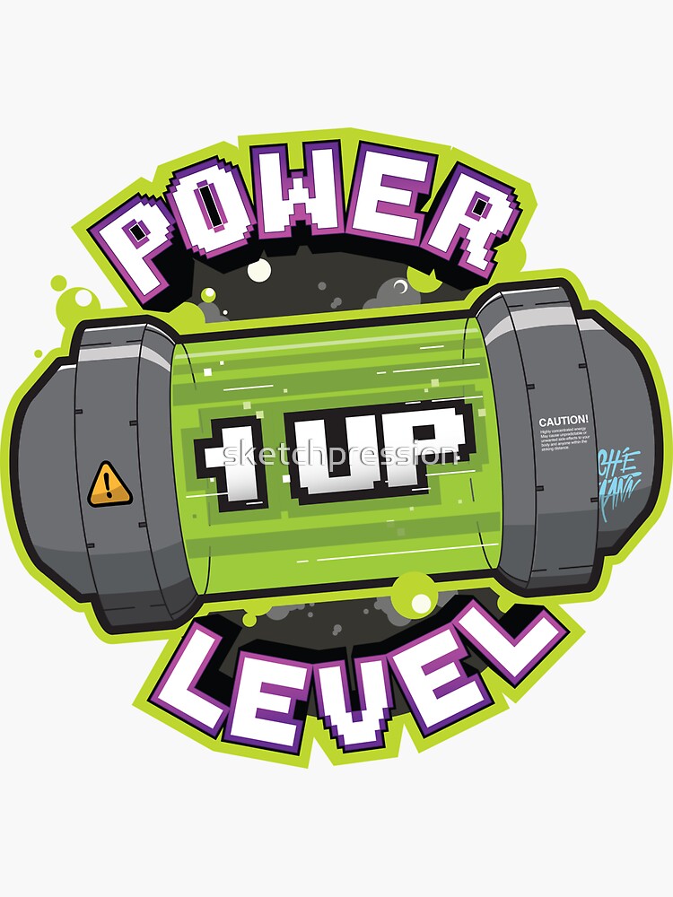 "1UP Power Level " Sticker for Sale by sketchpression | Redbubble