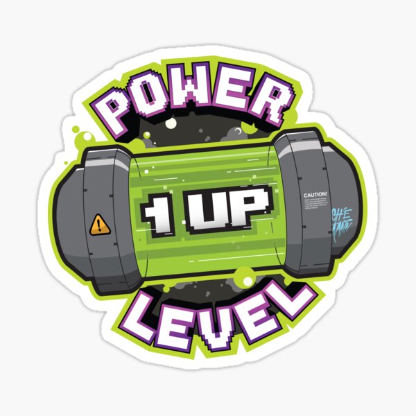 "1UP Power Level " Sticker for Sale by sketchpression | Redbubble