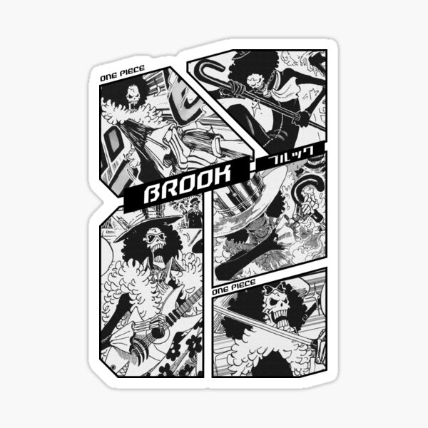 "Brook - One Piece Manga Frame - black version" Sticker for Sale by ...