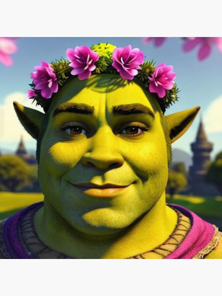 "Shrek Green Ogre Pretty Pink Flower Crown" Sticker for Sale by ...