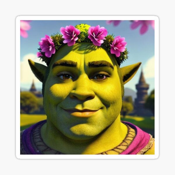 "Shrek Green Ogre Pretty Pink Flower Crown" Sticker for Sale by ...