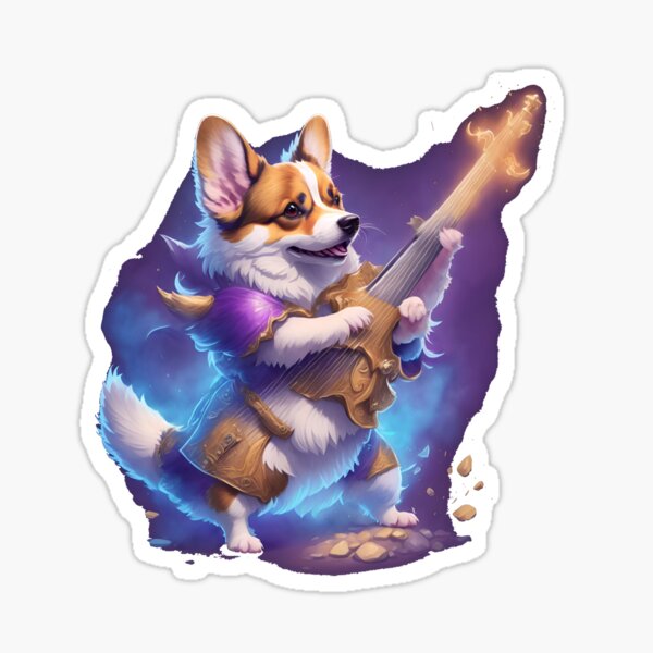 "Versatile performer Corgi Bard, Fantasy cartoon dog" Sticker by ...